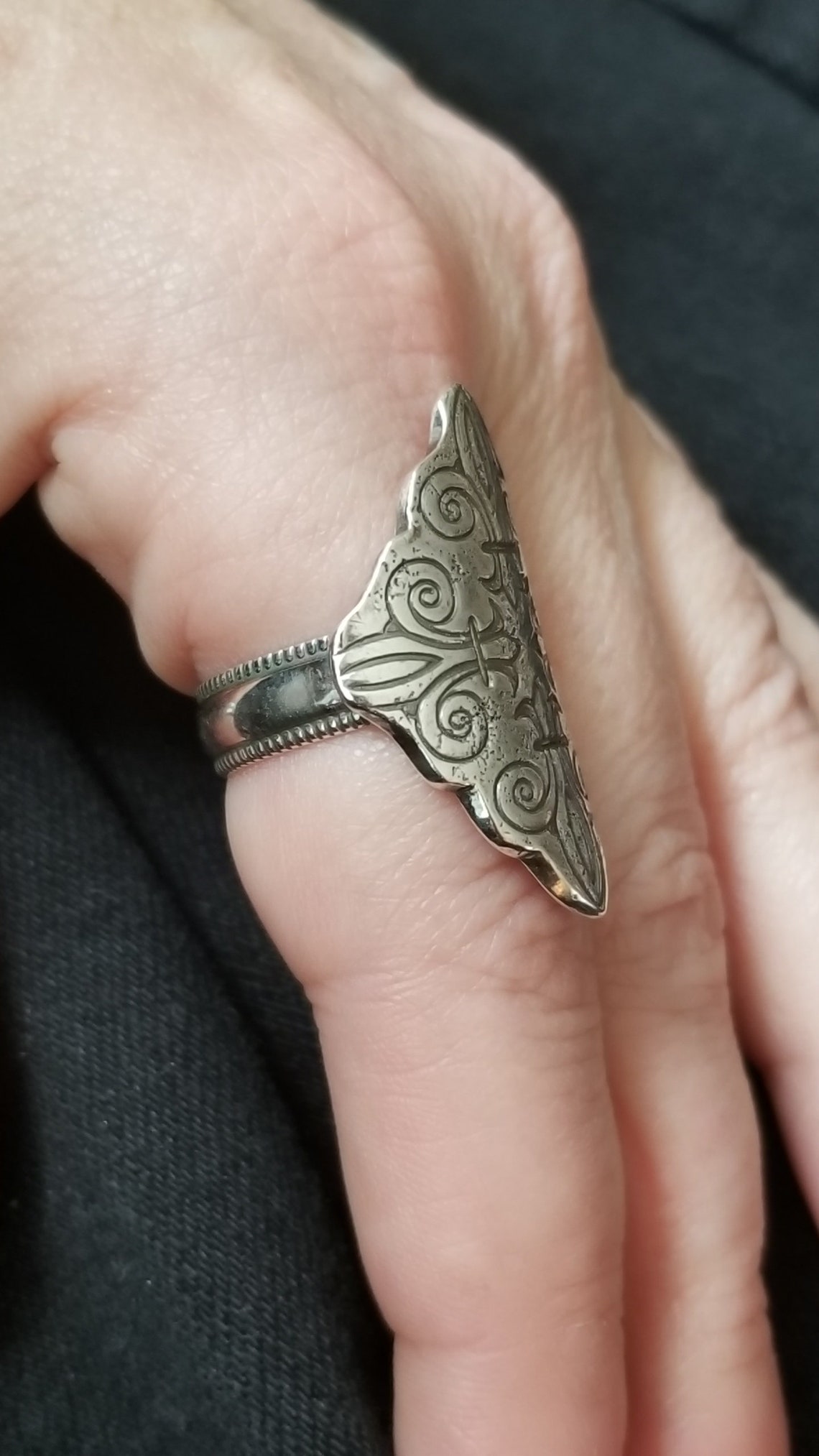 SterlingSilvermetalclay shield ringboho ringshield | Etsy
