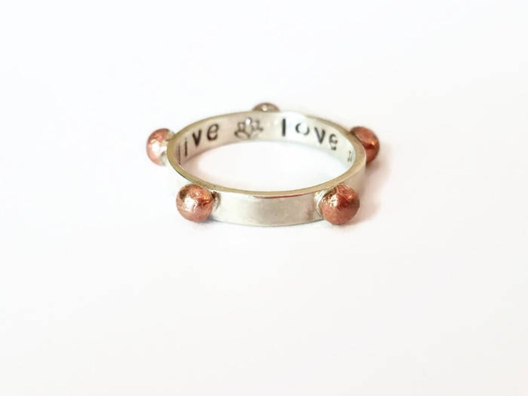 Sterling Silver Stack Rings,japa Ring, Mixed Metal Japa Ring,mantra ...