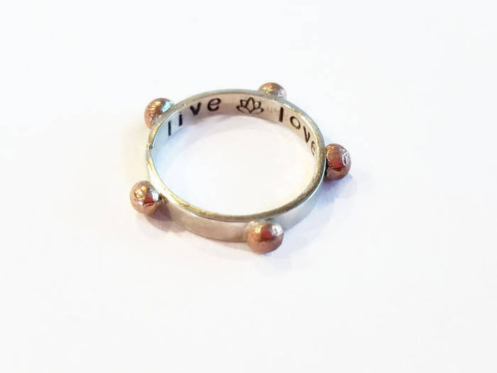 Sterling Silver Stack Rings,japa Ring, Mixed Metal Japa Ring,mantra ...