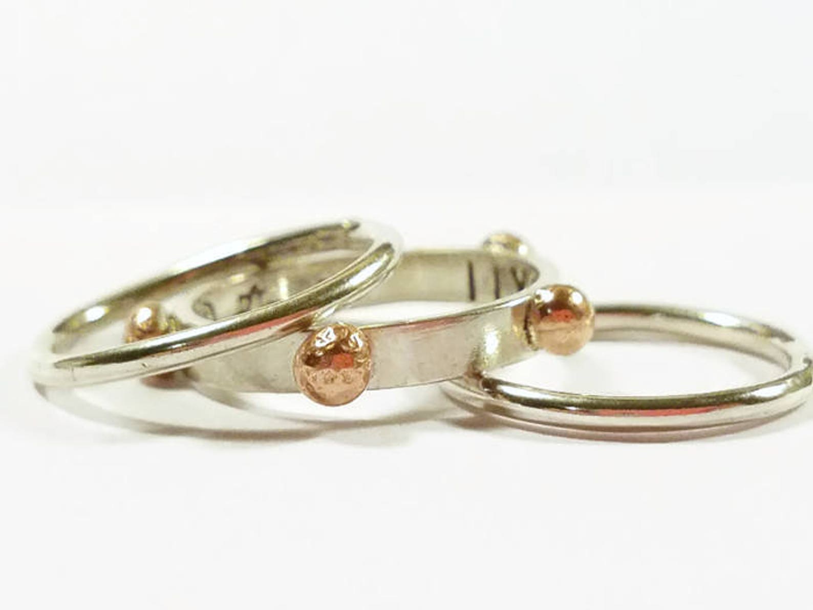 Sterling Silver Stack Rings,japa Ring, Mixed Metal Japa Ring,mantra ...