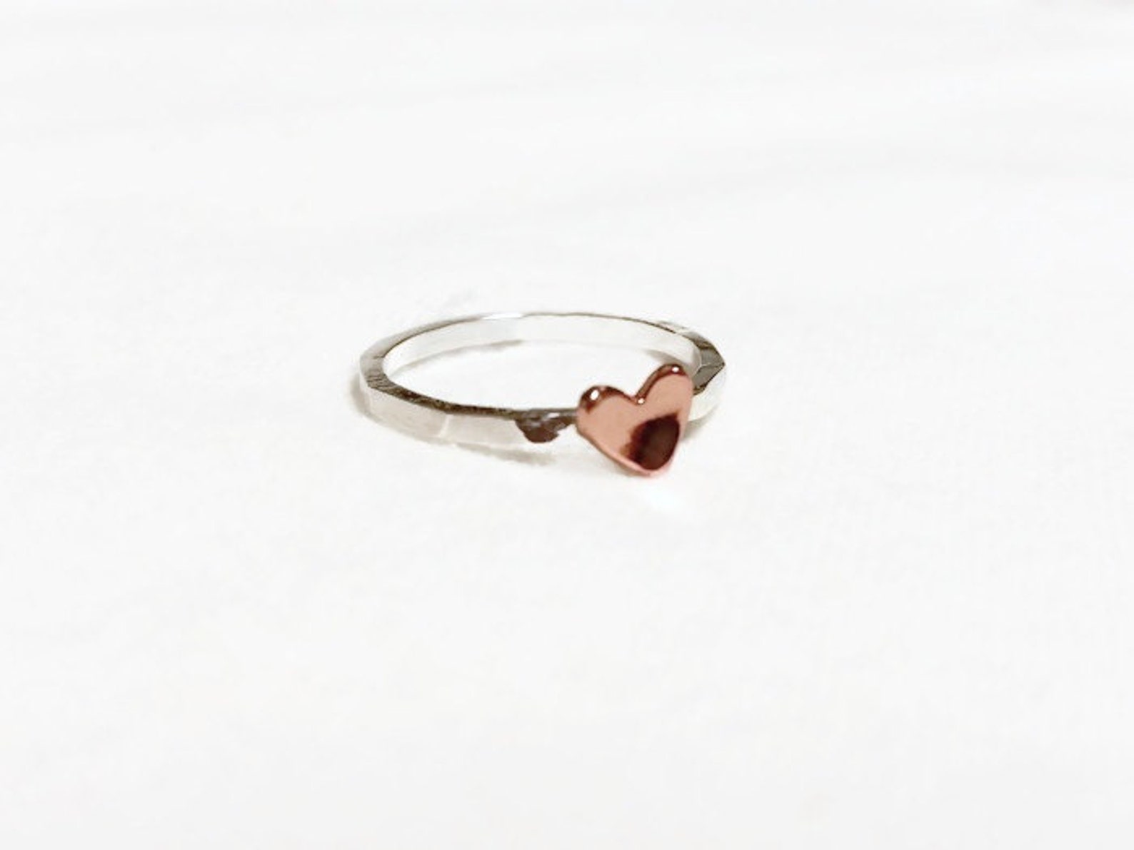 Personalized Ring copper Heart Stack Ring Initial Ring | Etsy