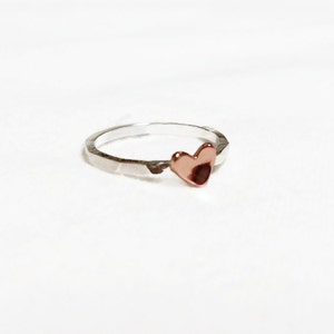 Personalized Ring, Copper Heart, Stack Ring, Initial Ring, Mother Ring, Stacking Ring, Hand ...