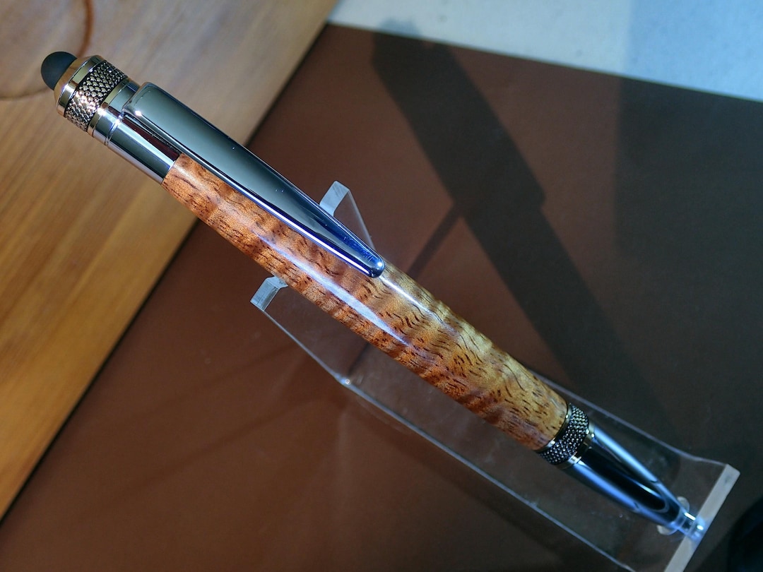 Curly Koa Pen, Cortona Style, Stylus Tip Ballpoint, 24kt Gold & Chrome ...
