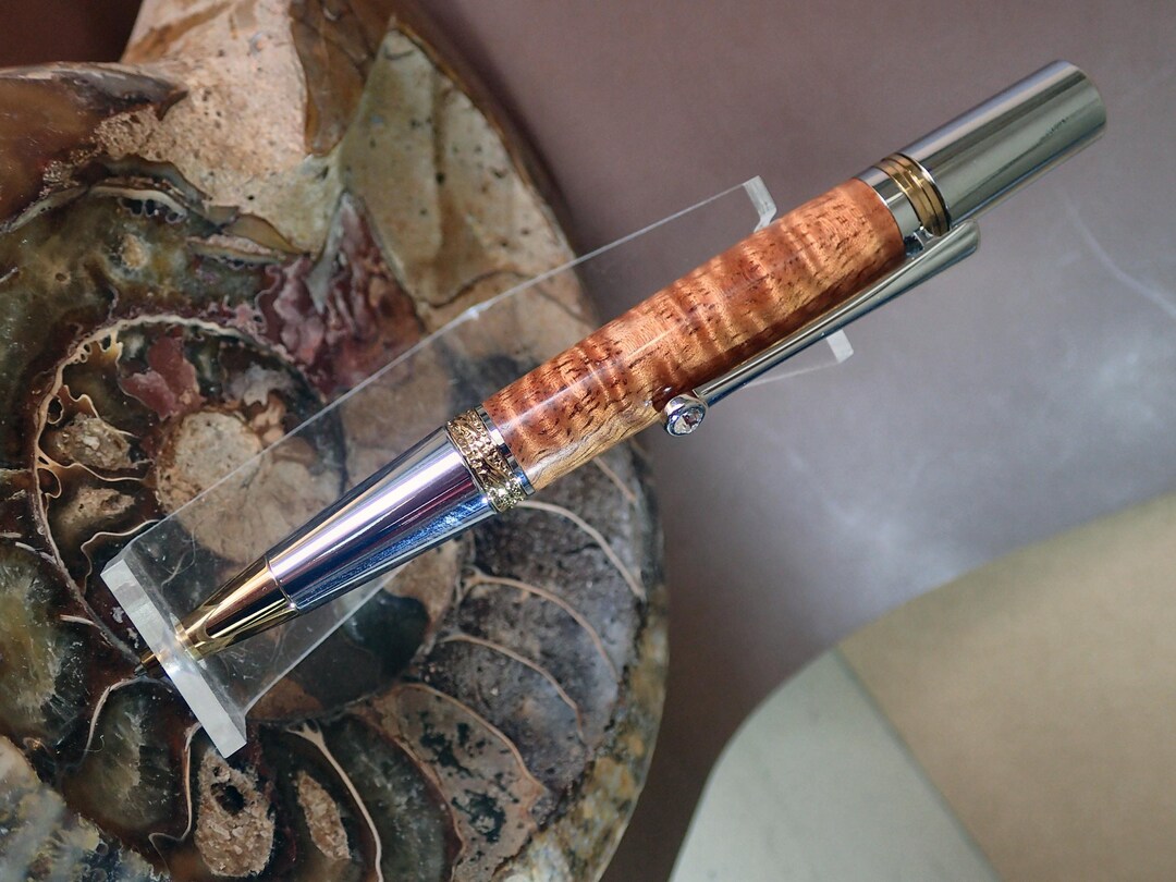 Curly Koa Pen, Majestic Squire Style, Handturned Tiger Striped ...