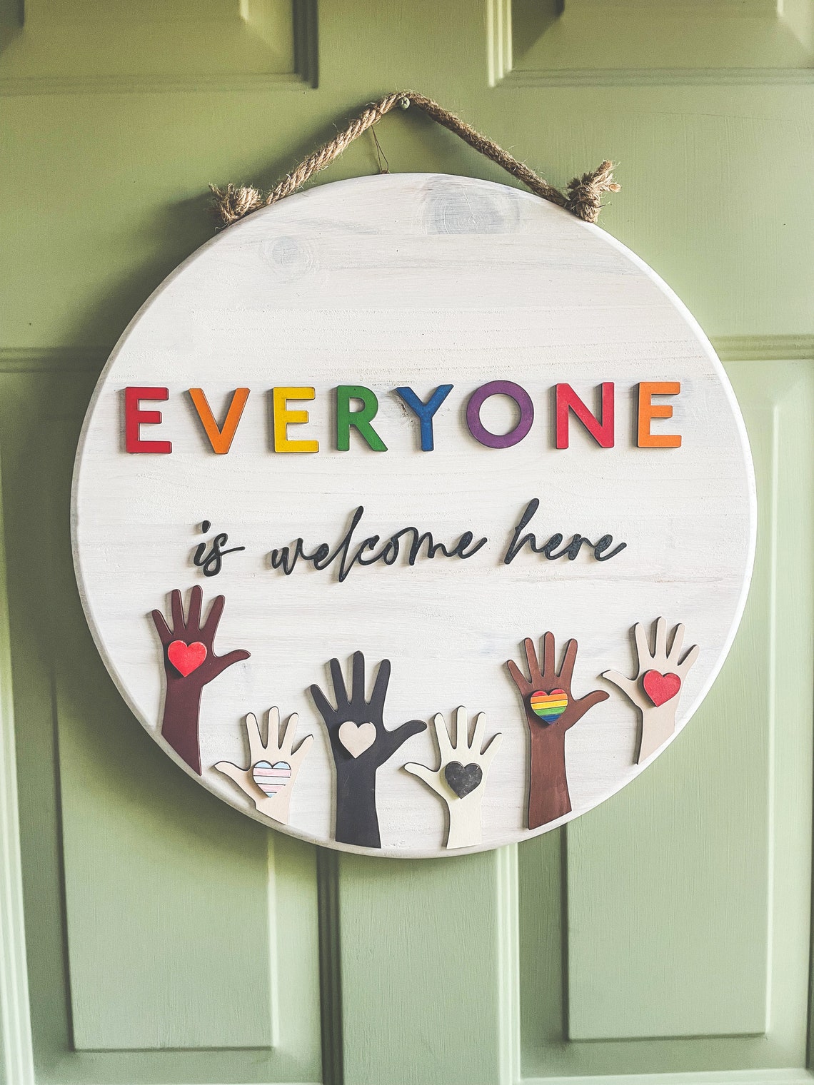 Everyone is Welcome Here Door Hanger Laser Cut Door Hanger | Etsy
