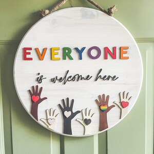 Everyone is Welcome Here Door Hanger, Laser Cut Door Hanger, Inclusive ...