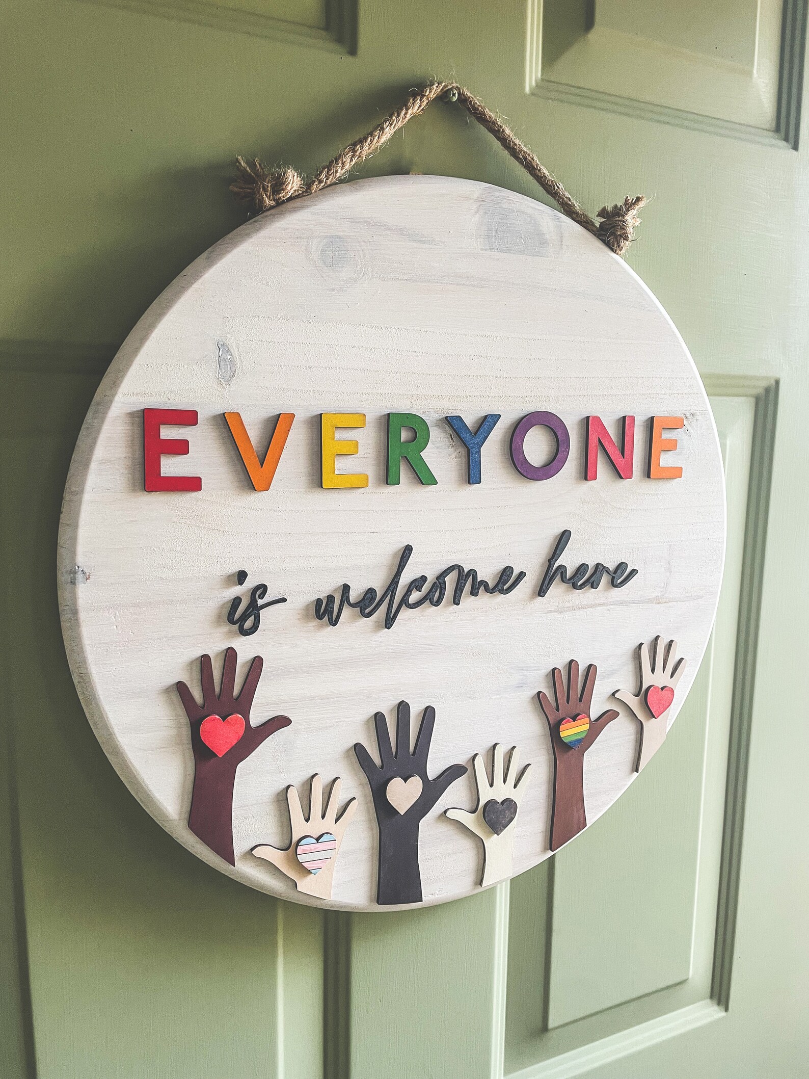 Everyone is Welcome Here Door Hanger Laser Cut Door Hanger | Etsy