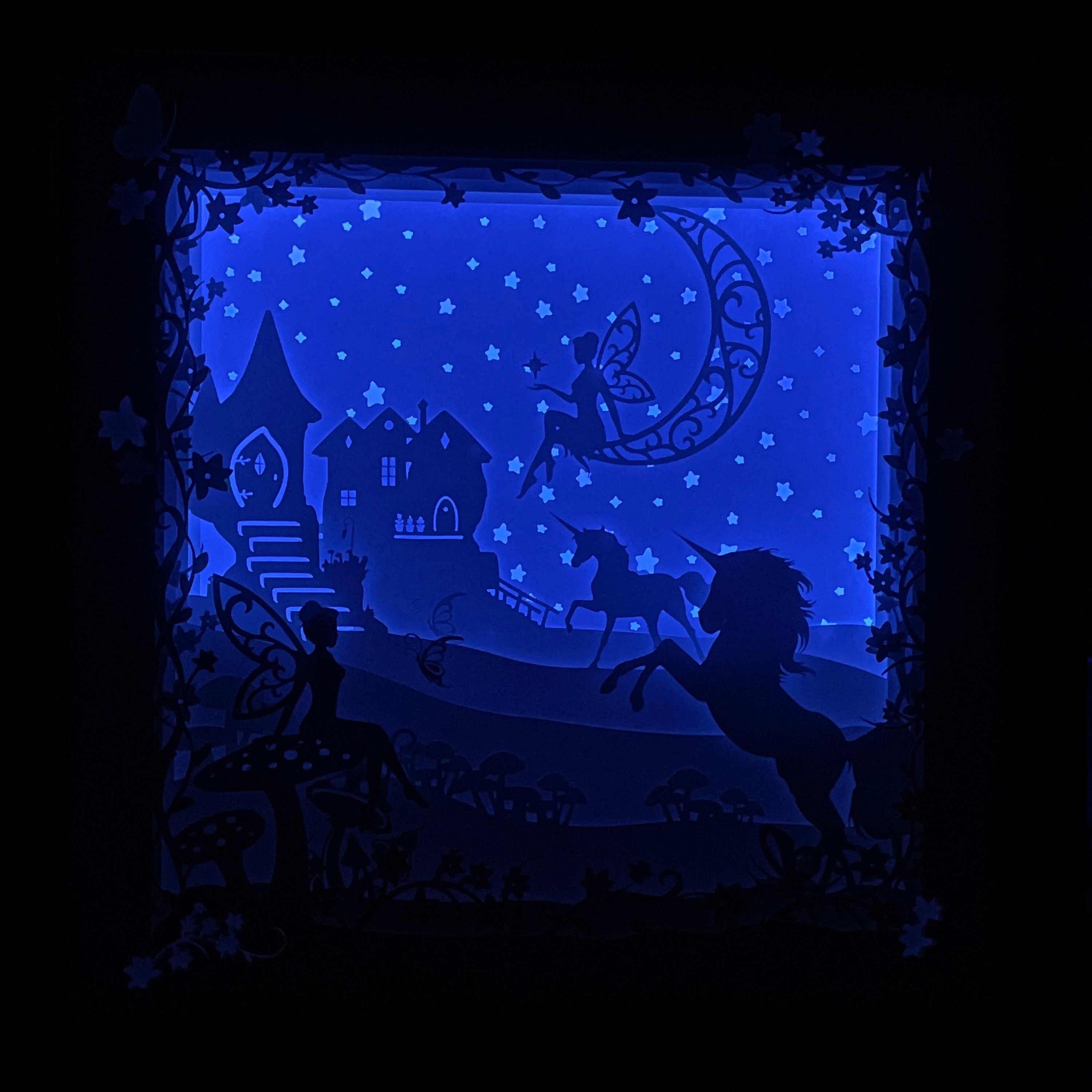 Fairies and Unicorn Light Box Shadow Box fairy Mythical - Etsy