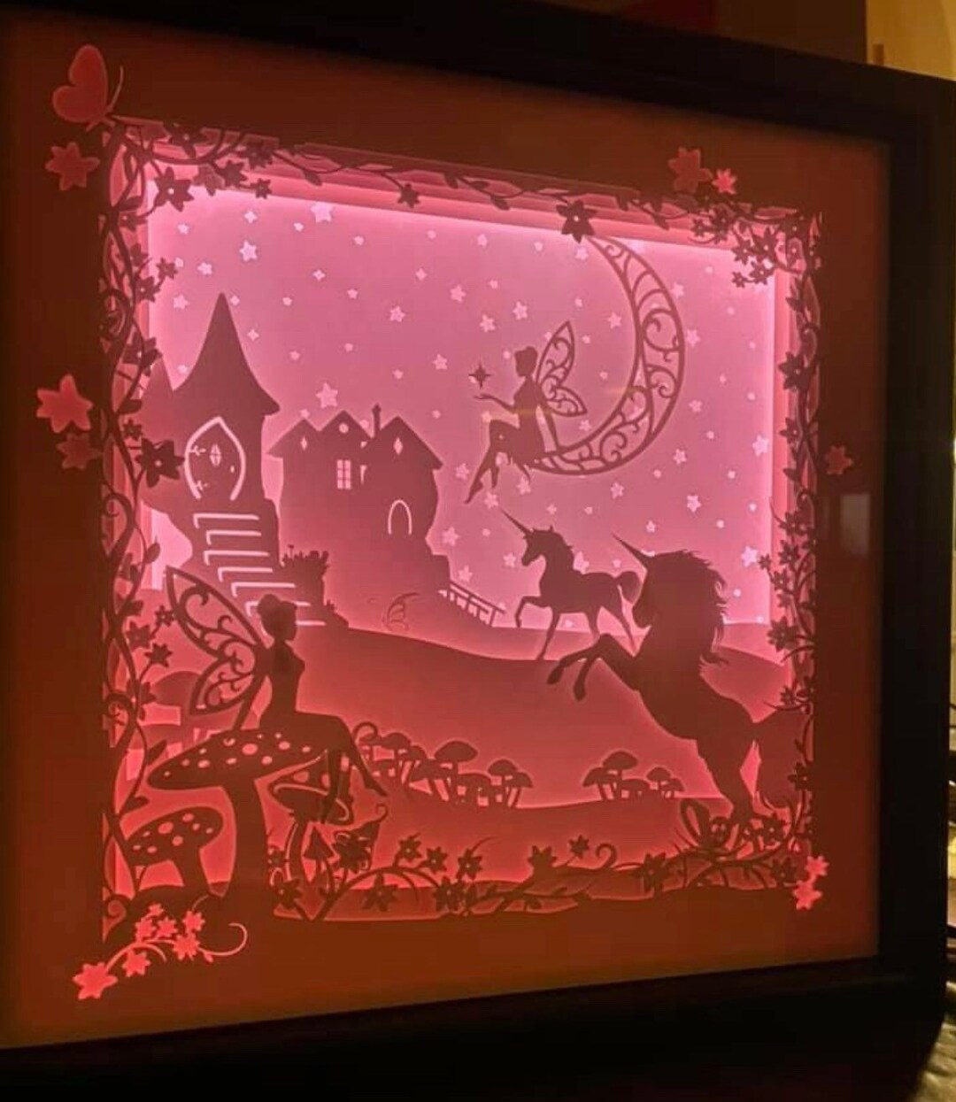 Fairies and Unicorn Light Box Shadow Box - (fairy, Mythical Creatures ...