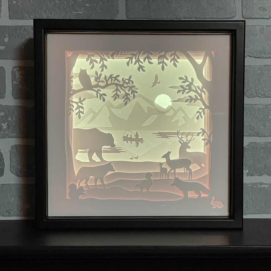 Woodland Creatures Shadow Box Light Box - Digital Files - Etsy