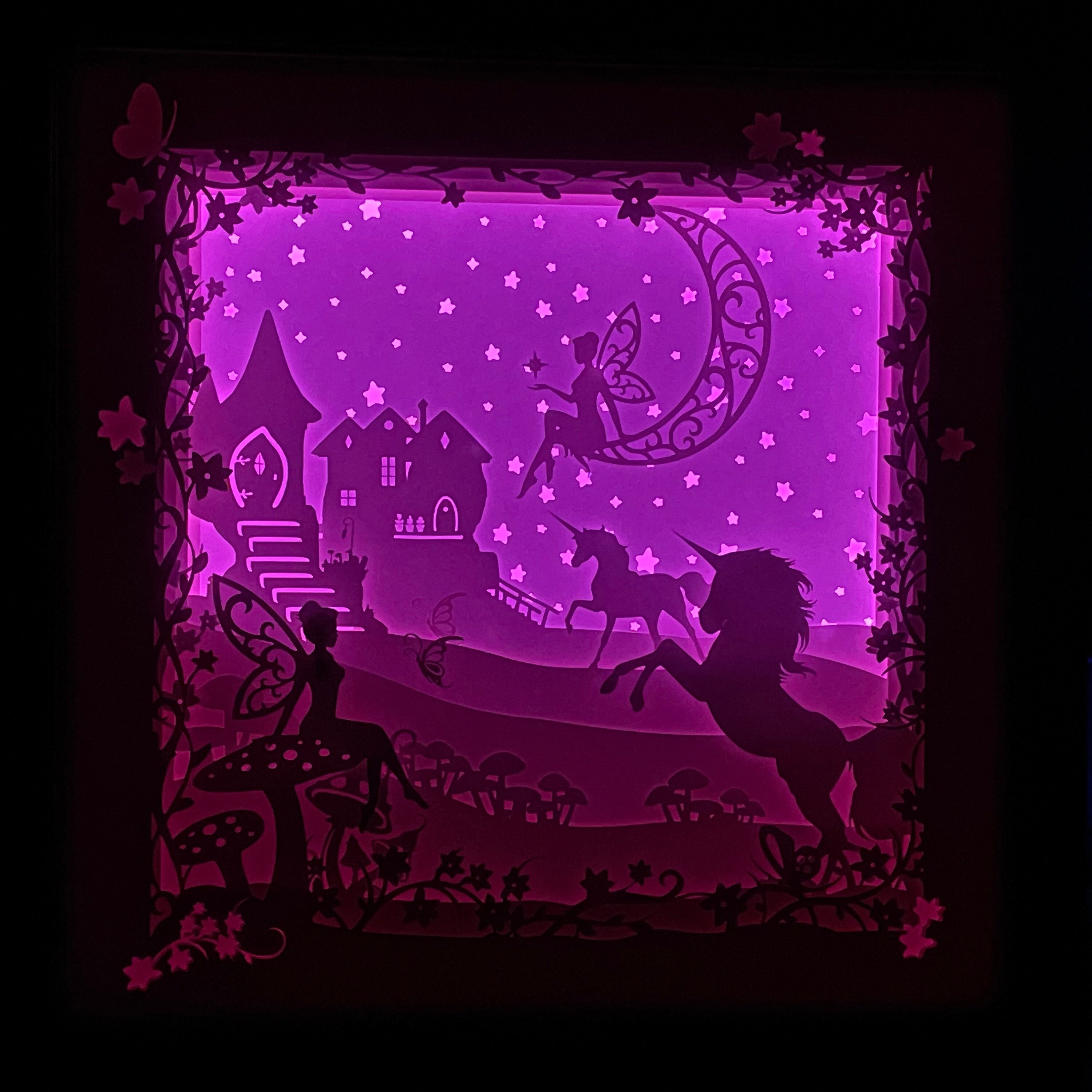 Fairies and Unicorn Light Box Shadow Box fairy Mythical - Etsy