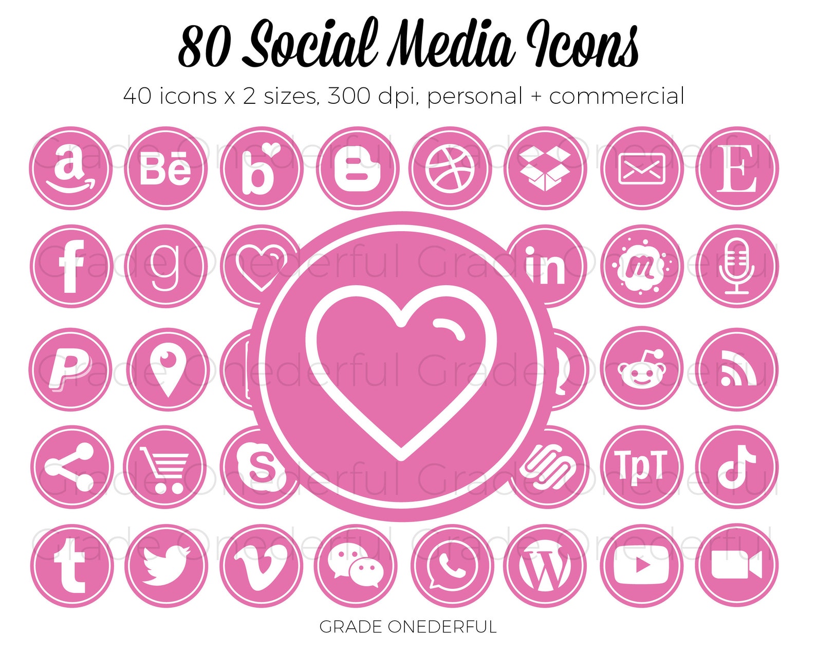 Pink Social Media Icons Social Media Graphics Business Card - Etsy