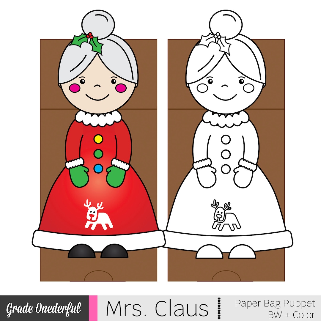 Mrs. Claus Paper Bag Puppet Template for Kids' Christmas - Etsy