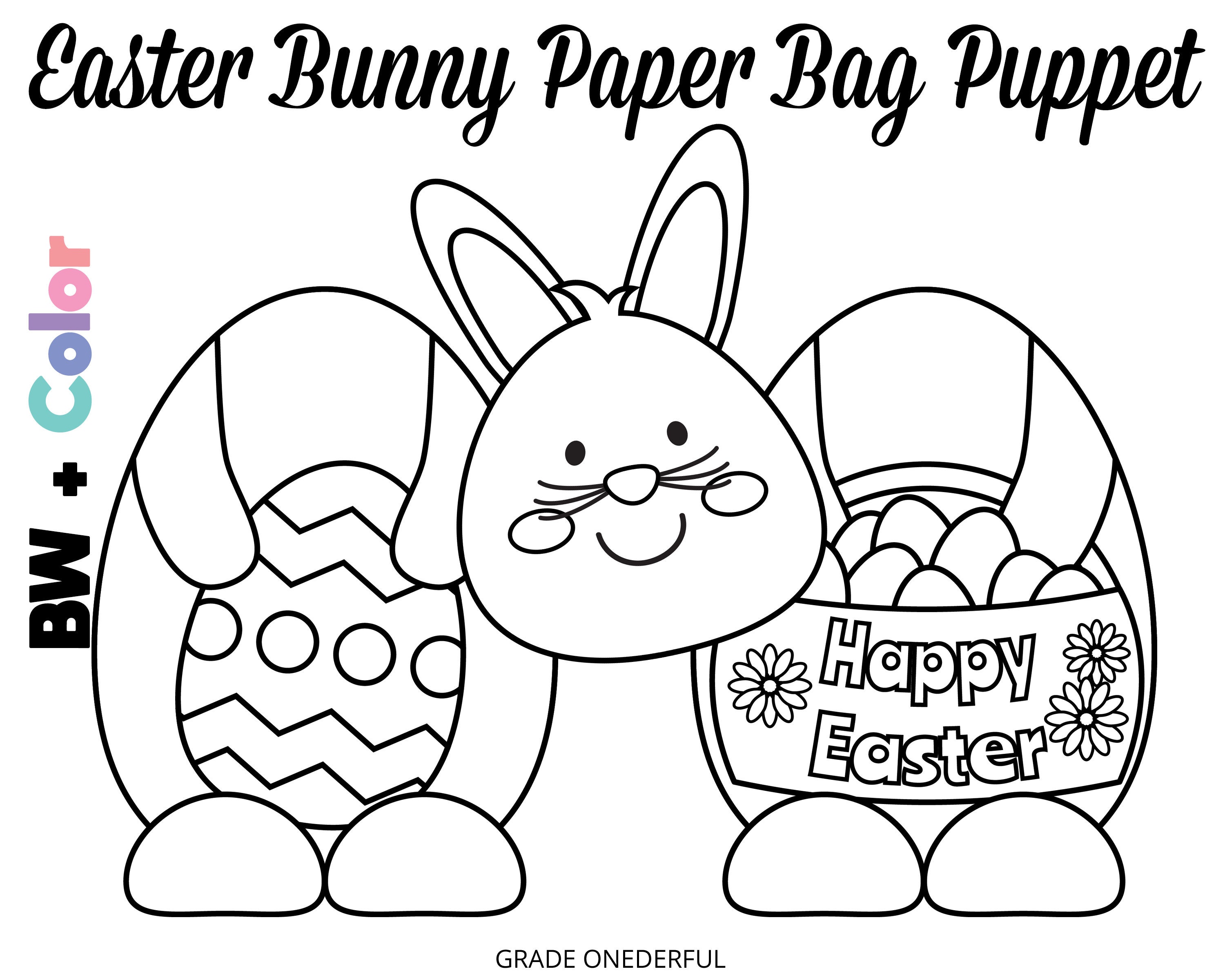 Easter Bunny Paper Bag Puppet Templates Easter Craft For Etsy UK