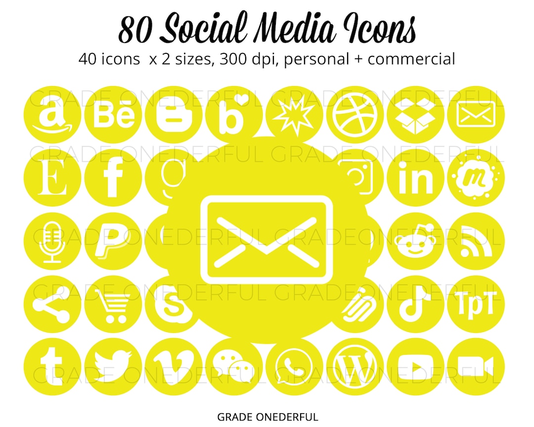 Yellow Social Media Icons, Gold Social Media Icons, Round Yellow Icons ...