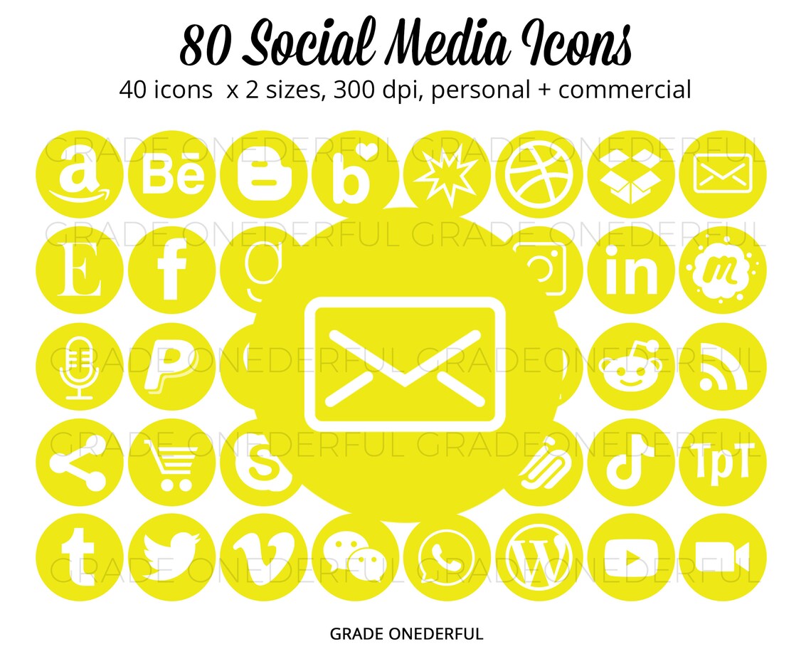 Yellow Social Media Icons, Gold Social Media Icons, Round Yellow Icons ...