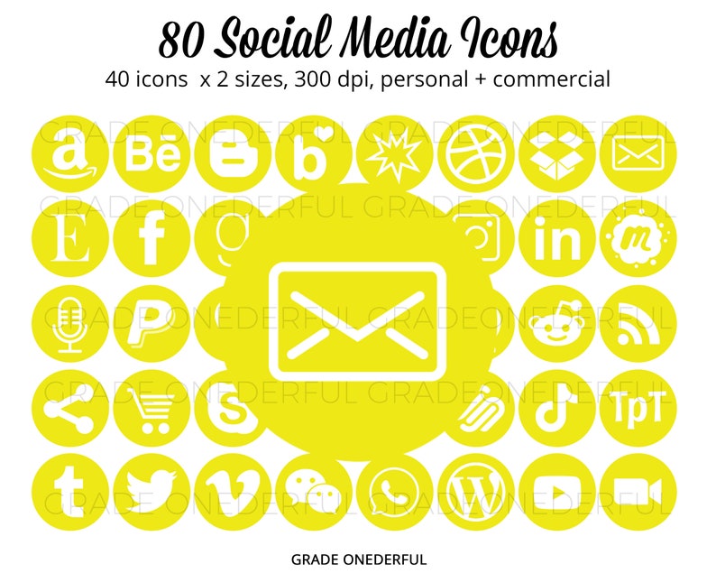 Yellow Social Media Icons, Gold Social Media Icons, Round Yellow Icons ...
