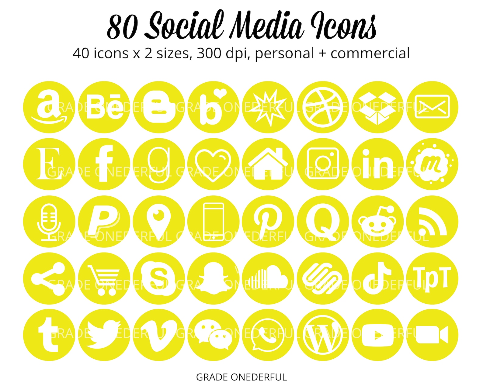 Yellow Social Media Icons, Gold Social Media Icons, Round Yellow Icons ...