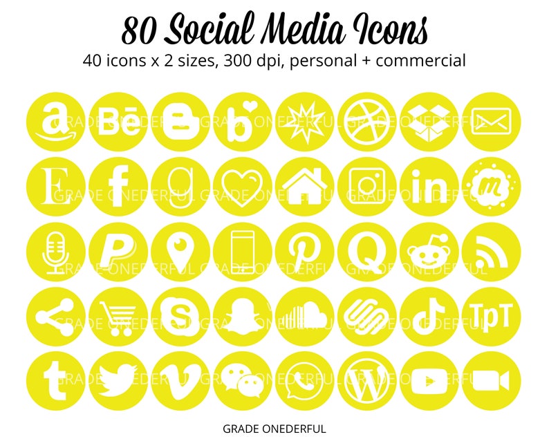 Yellow Social Media Icons, Gold Social Media Icons, Round Yellow Icons ...