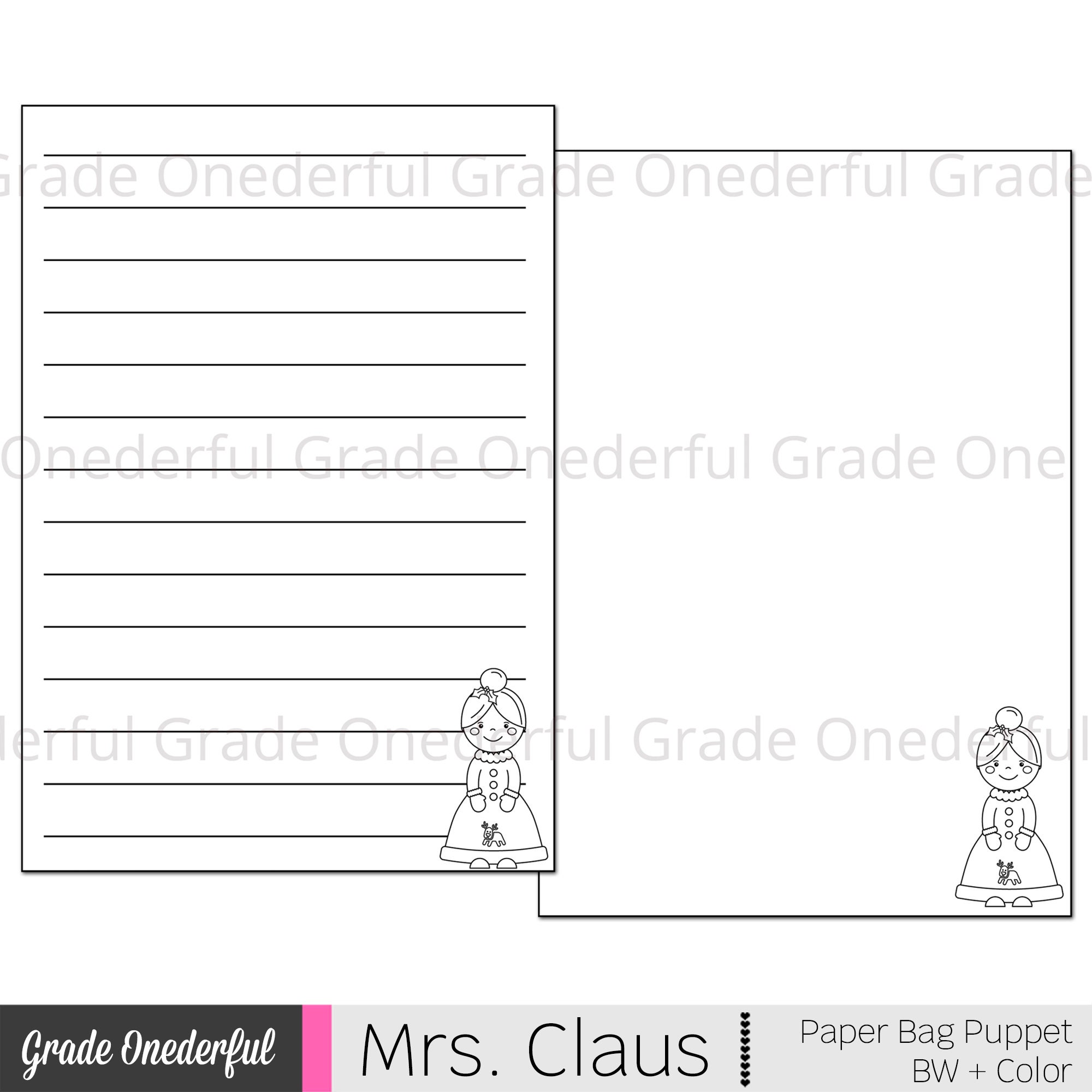 Mrs. Claus Paper Bag Puppet Template for Kids' Christmas - Etsy