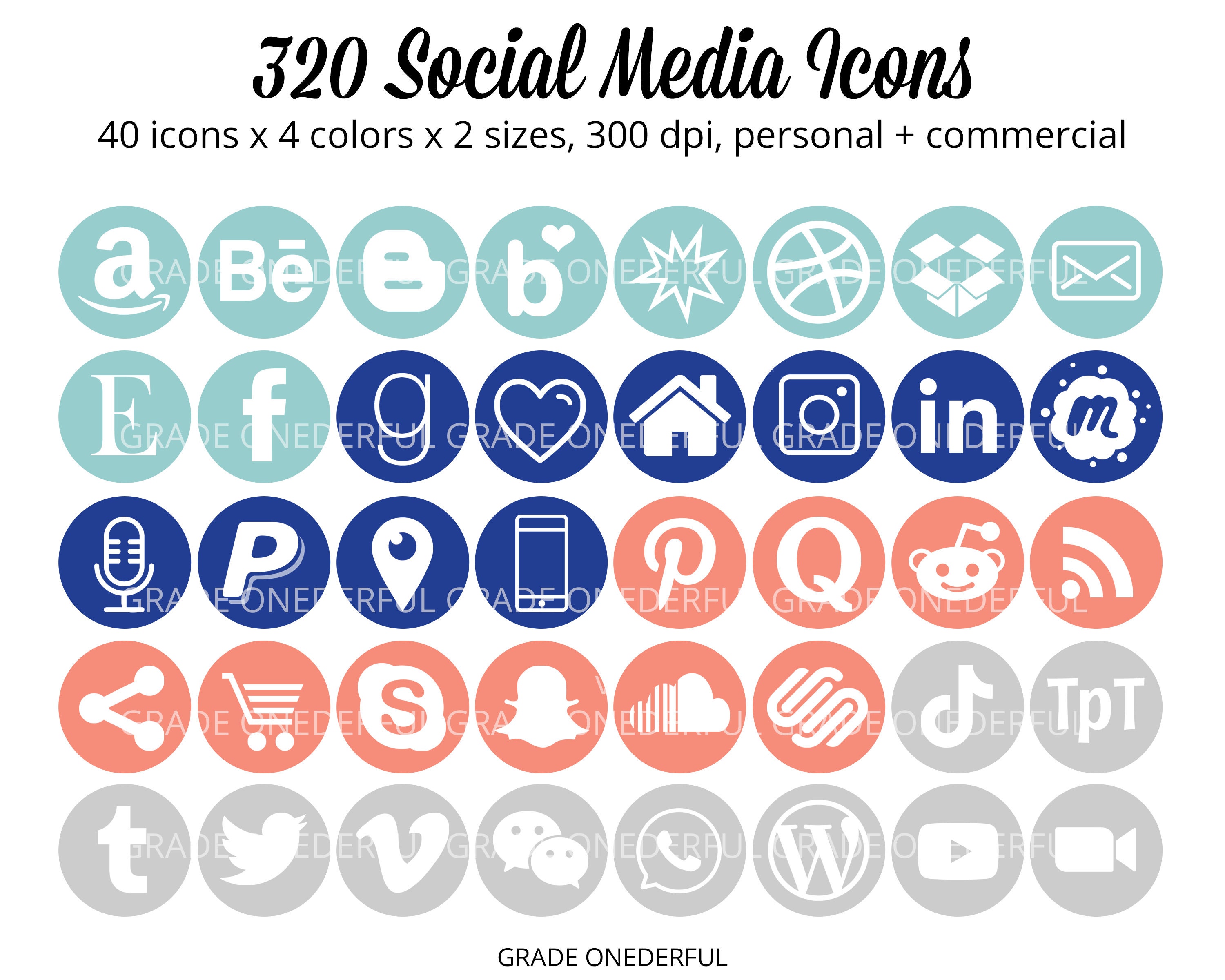 Round Flat Social Media Icons