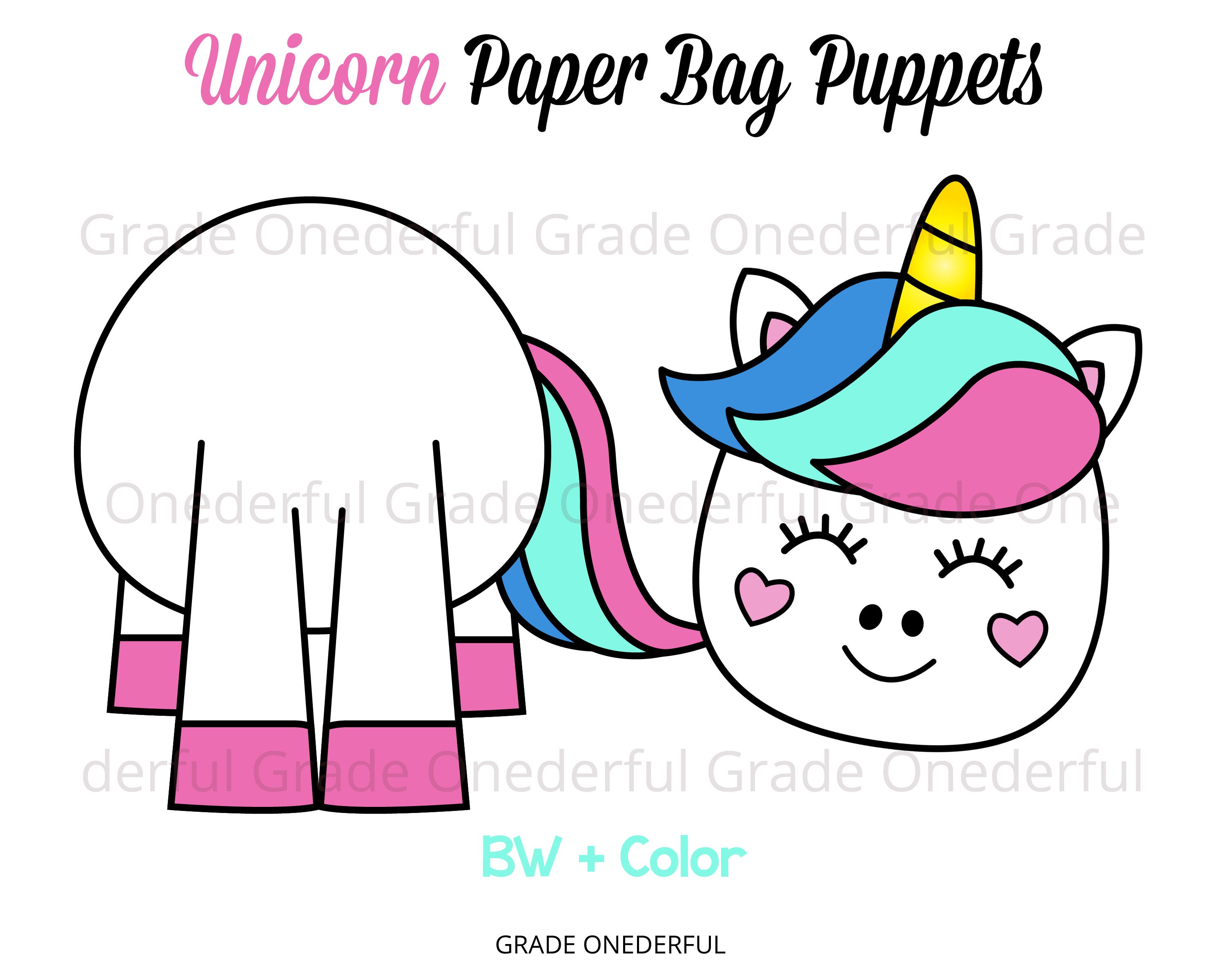 Unicorn Paper Bag Puppet: Kids Craft Activity Instant Download - Etsy