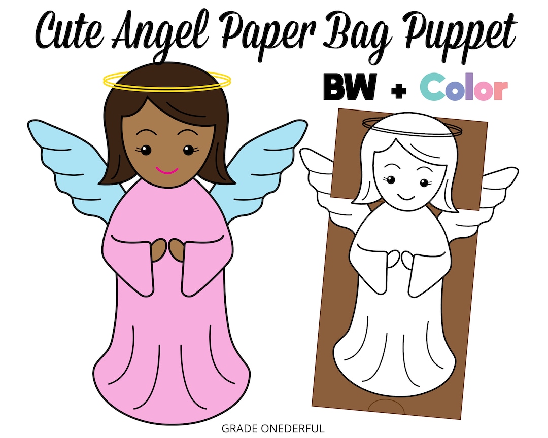 Angel Paper Bag Puppet Template Perfect for Christmas - Etsy