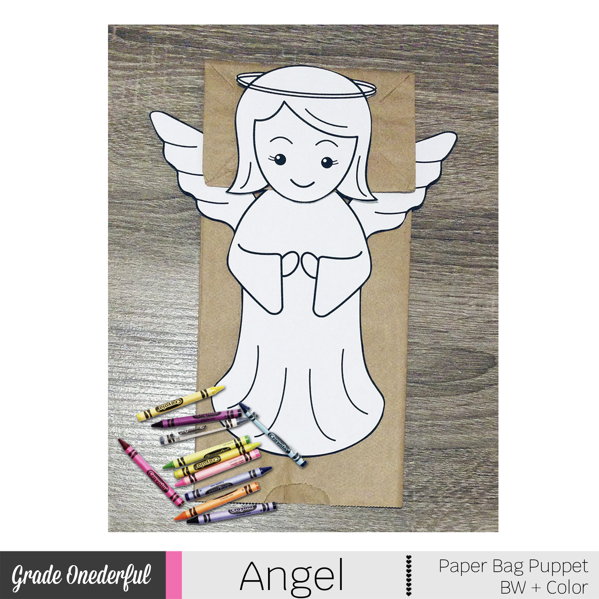 Angel Paper Bag Puppet Template Perfect for Christmas Kids' Crafts - Etsy