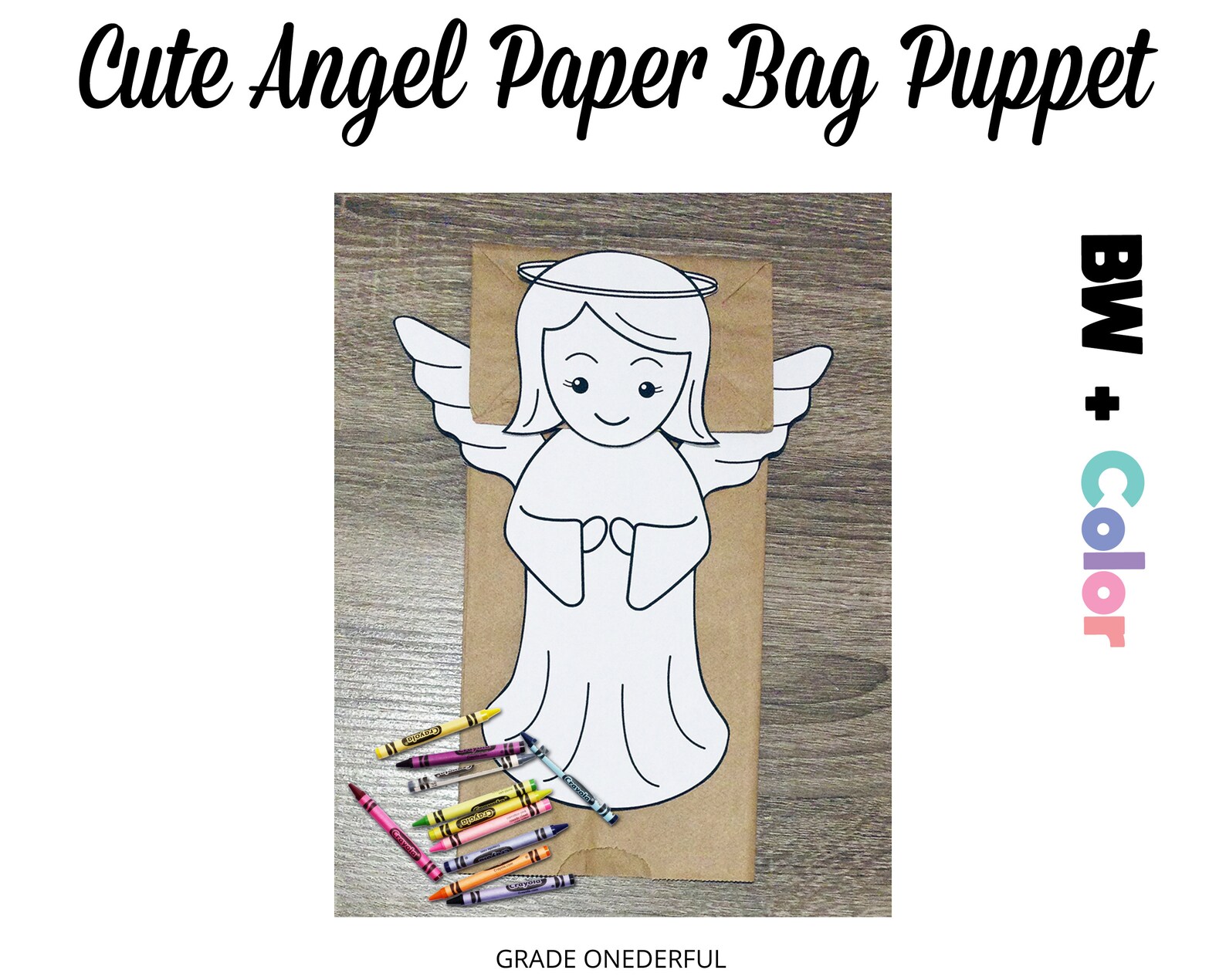 Angel Paper Bag Puppet Template Perfect for Christmas | Etsy