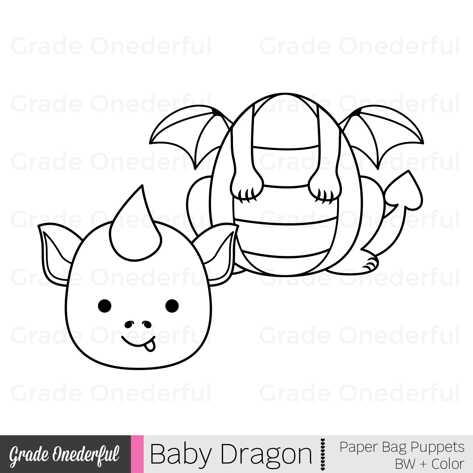 Cute Dragon Paper Bag Puppet Template, Craft Activity for Kids - Etsy