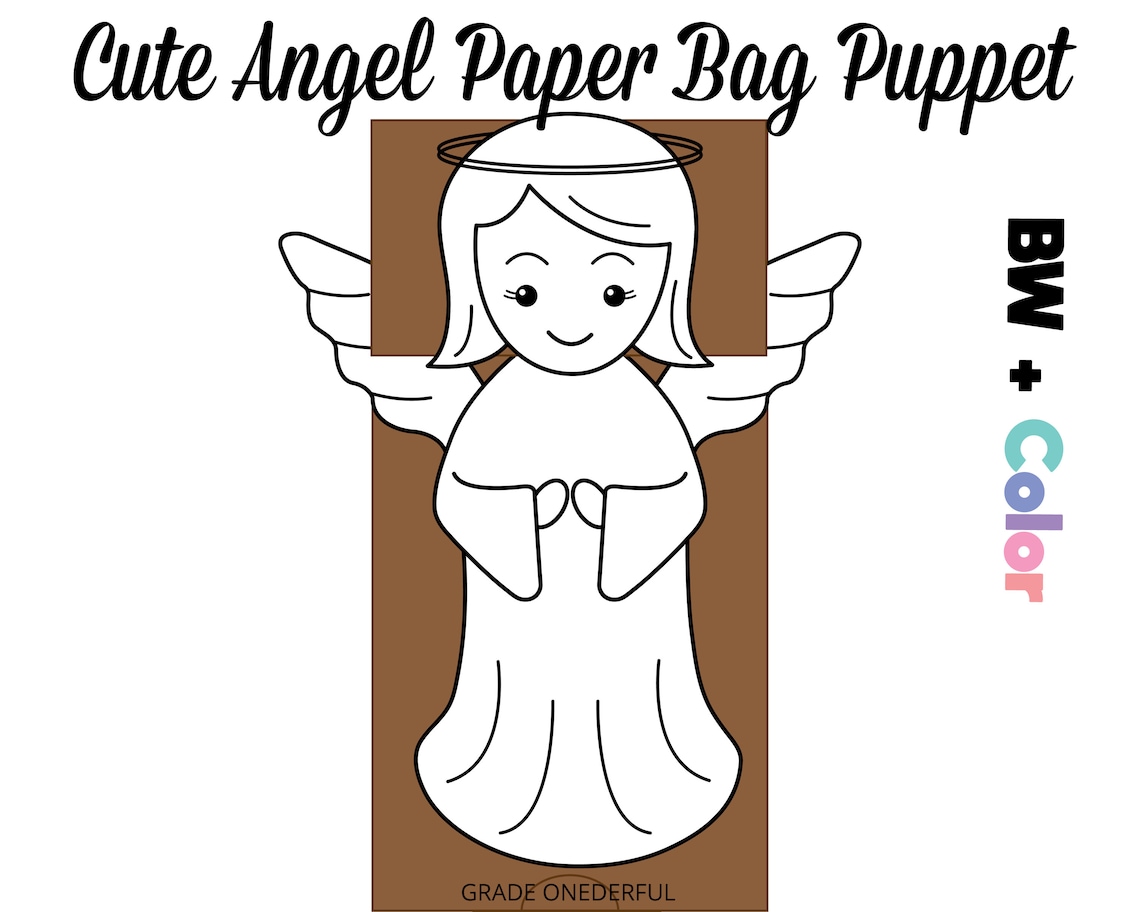 Angel Paper Bag Puppet Template Perfect for Christmas - Etsy