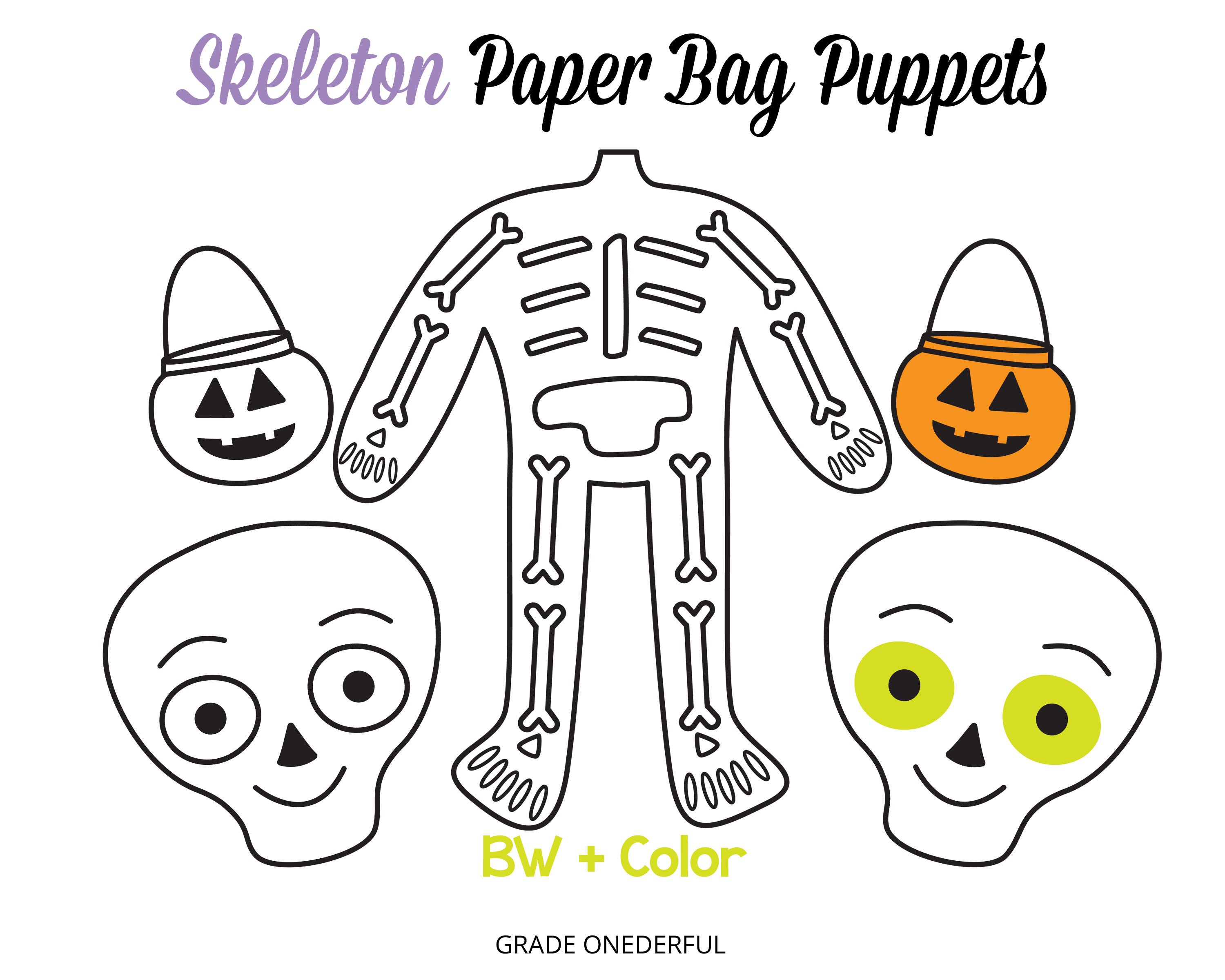 Skeleton Paper Bag Puppet Craft Activity for Kids Instant - Etsy