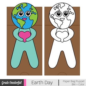 Earth Day Paper Bag Puppets, 3 Different Faces, Earth Globe Craft for ...