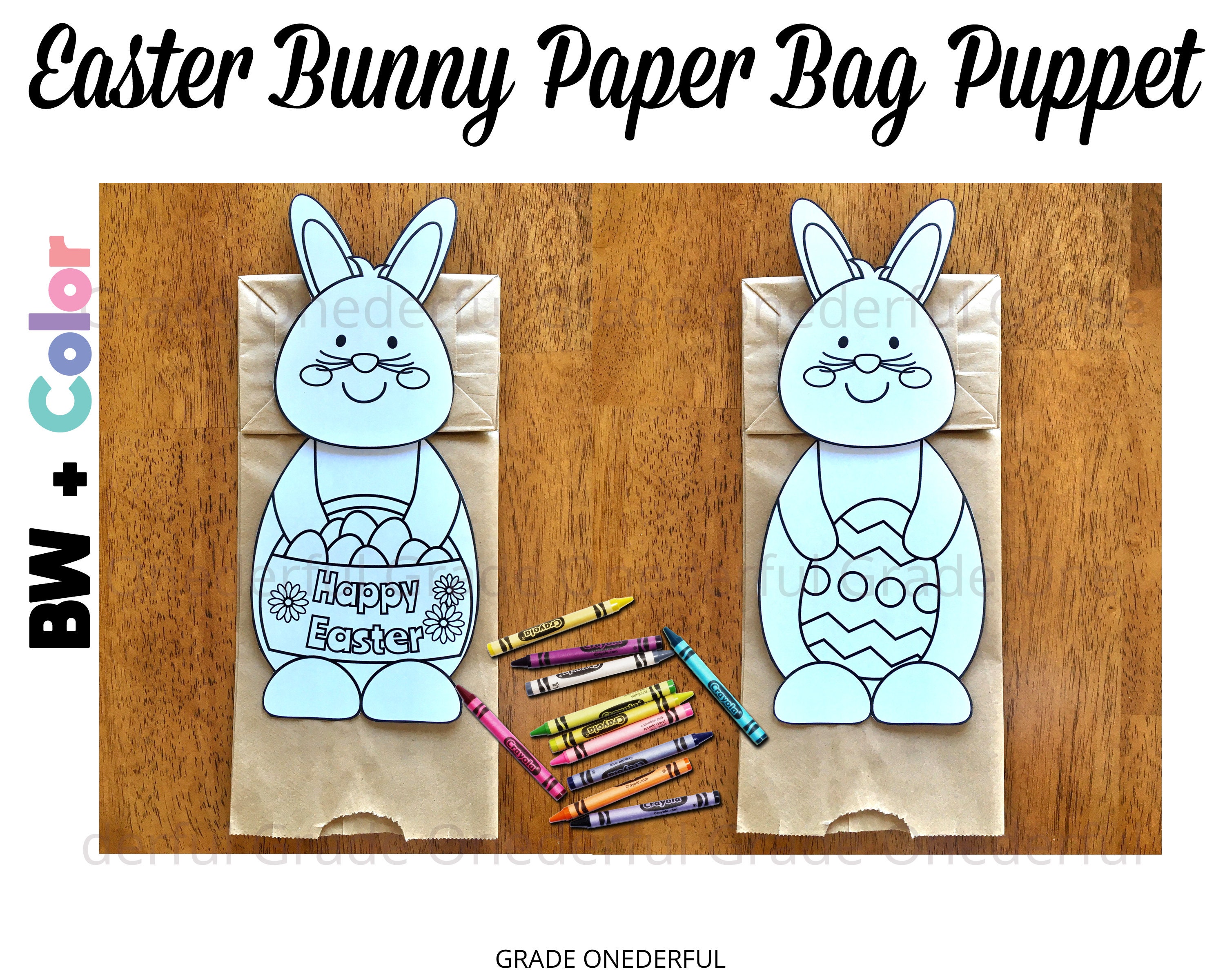 Free Printable Easter Bunny Paper Bag Puppet