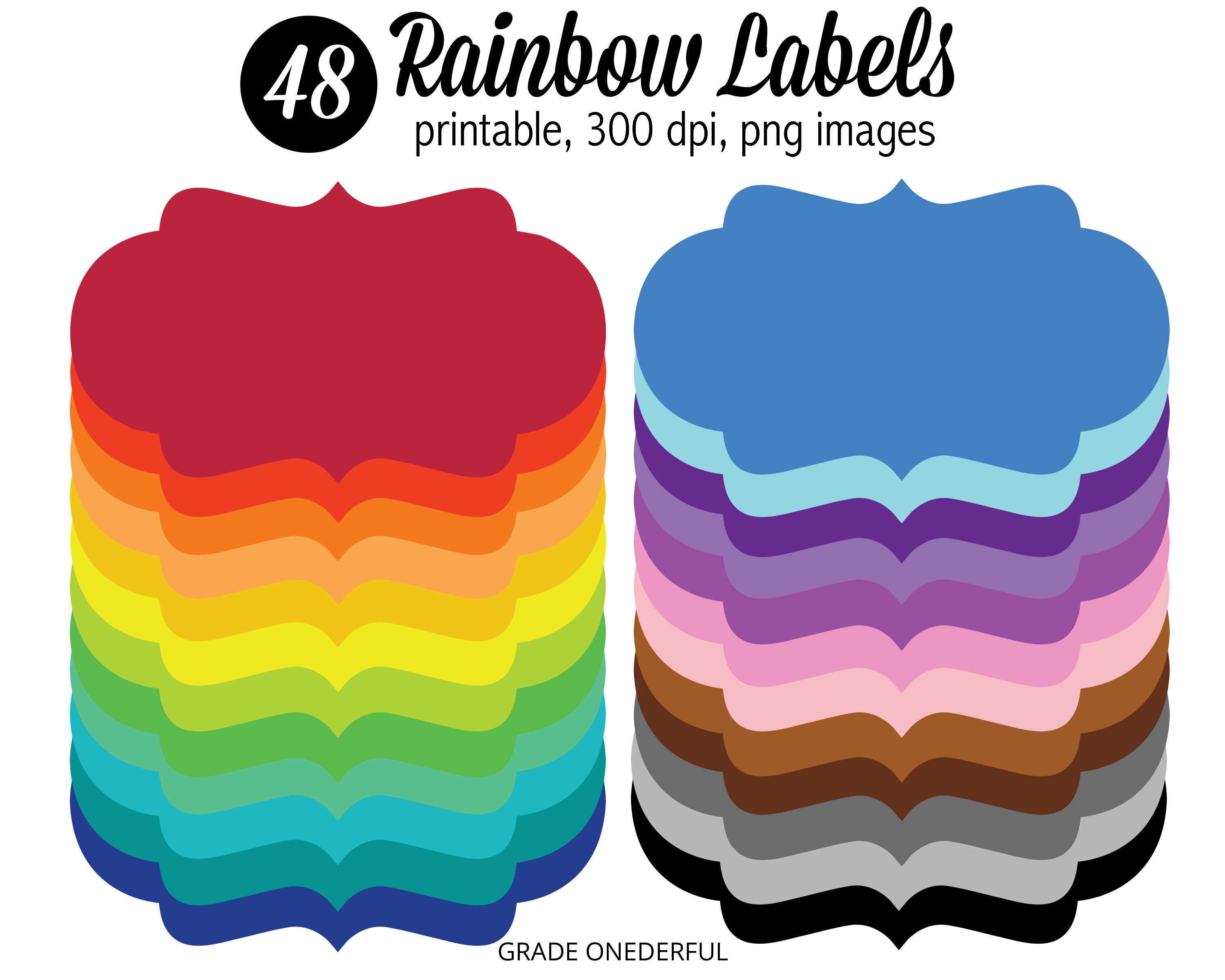 Colorful Digital Frames Rainbow Labels Digital Labels - Etsy Australia