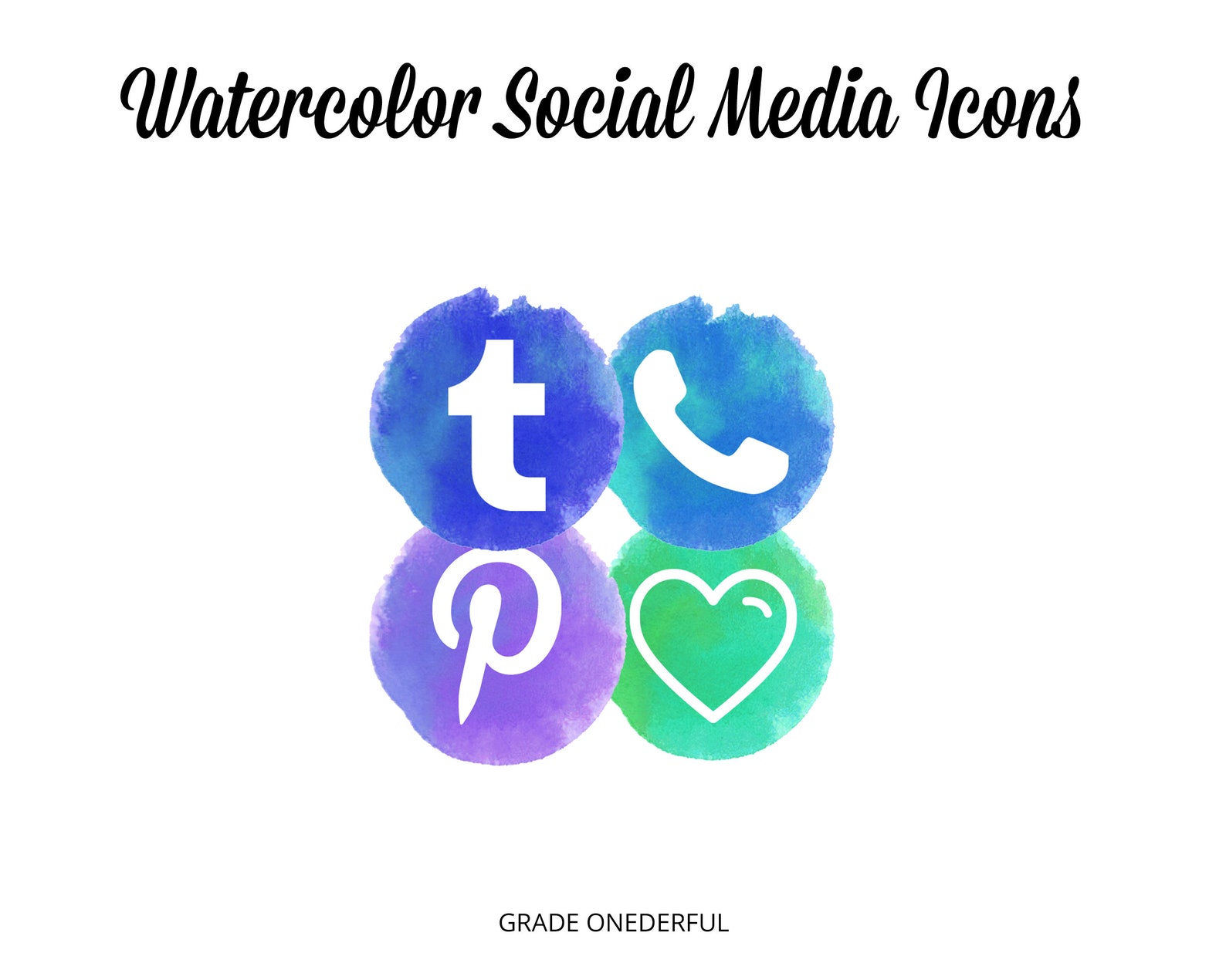 Watercolor Social Media Icons Social Media Buttons Social - Etsy Canada