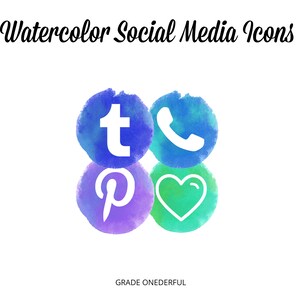 Watercolor Social Media Icons Social Media Buttons Social - Etsy Canada