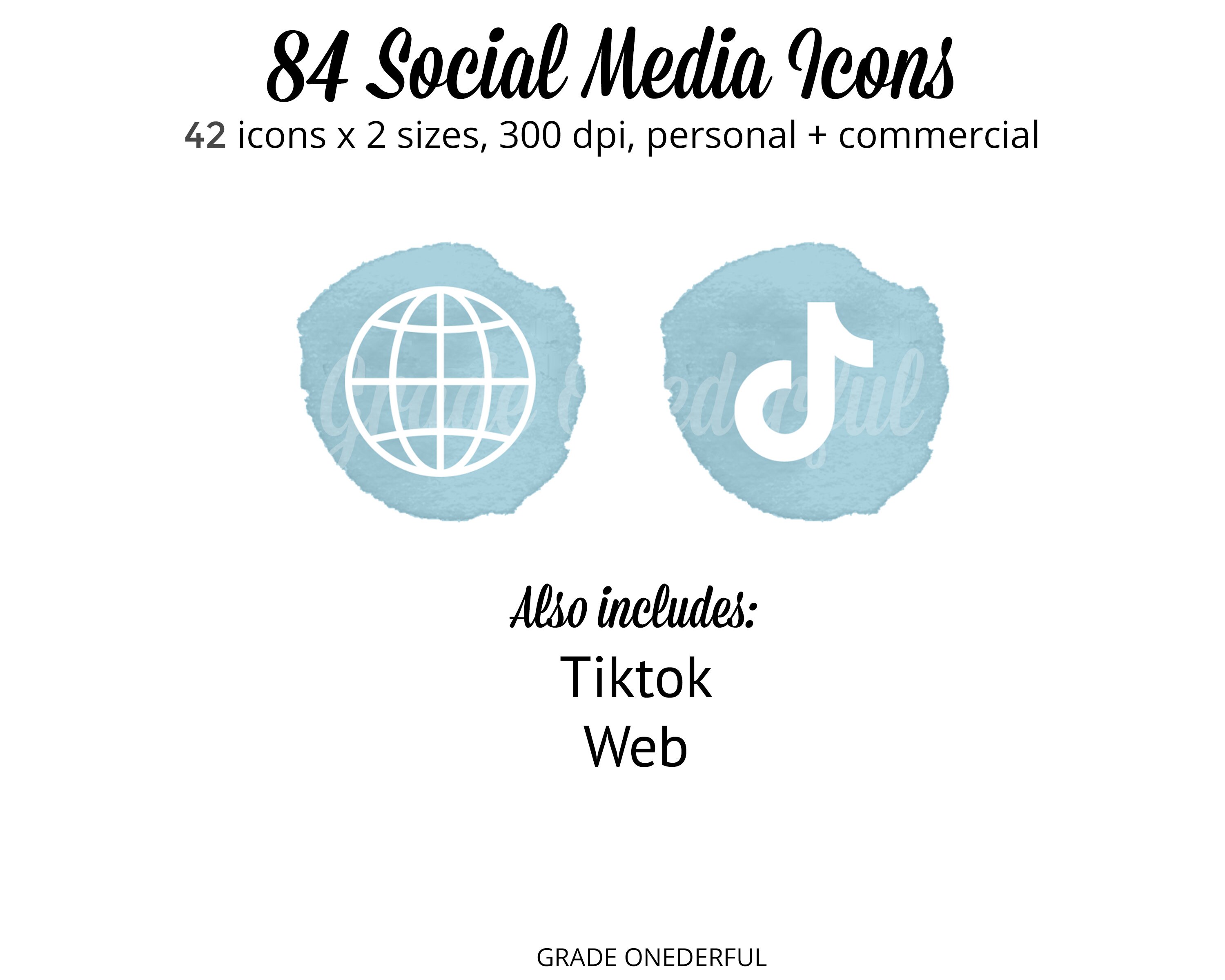 Watercolor Social Media Icons Light Blue Social Media - Etsy