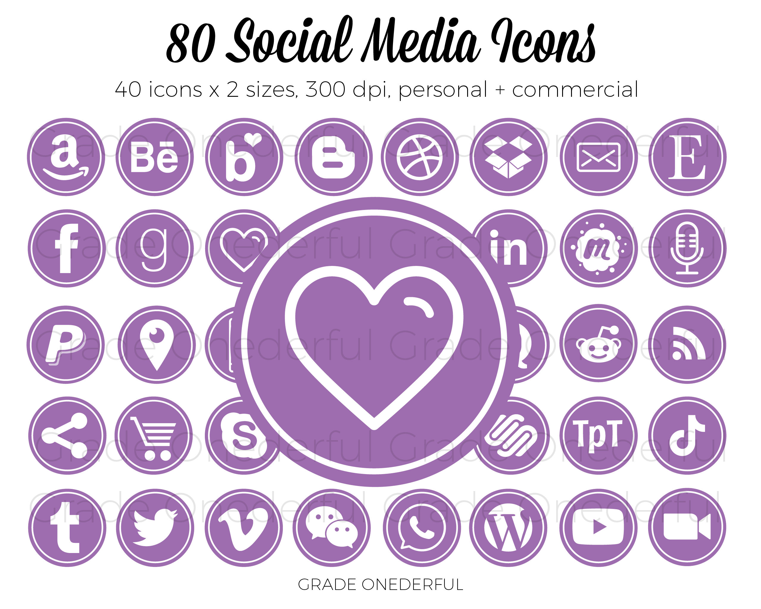 Purple Social Media Icons