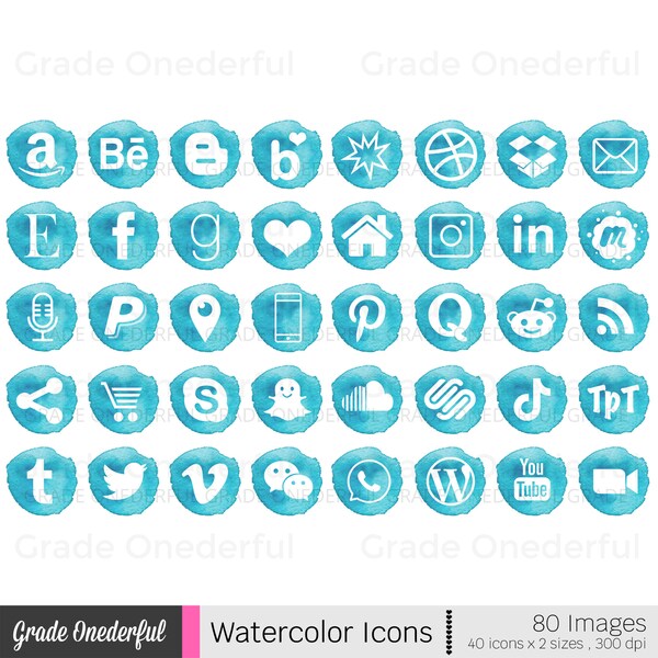 Watercolor Social - Etsy