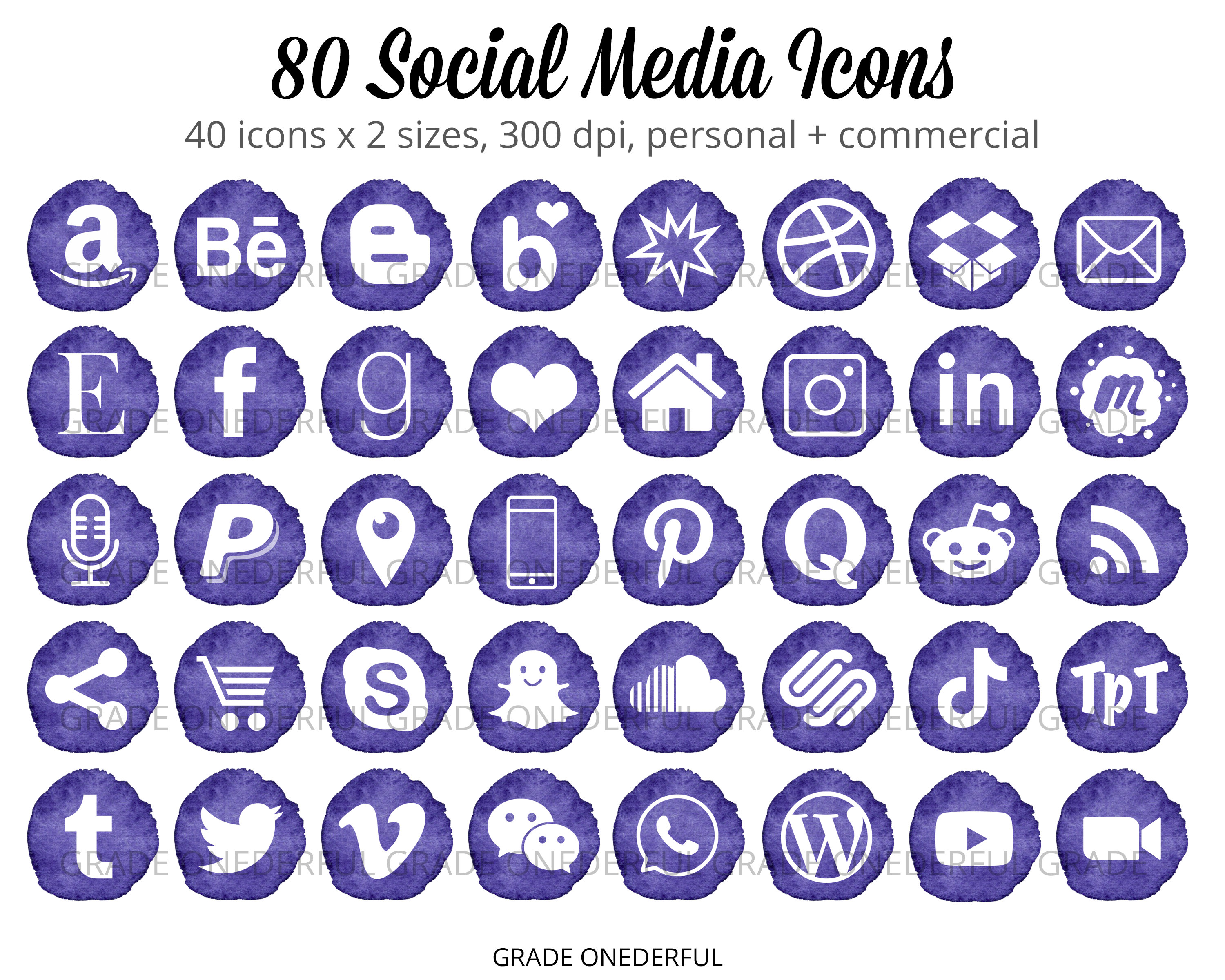 Purple Social Media Icons
