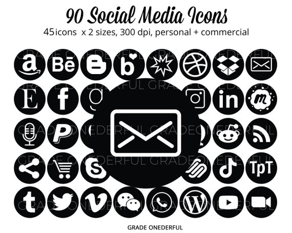 Round White Social Media Icons