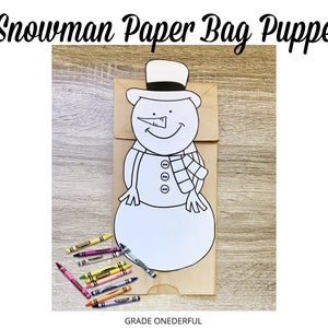 Snowman Paper Bag Puppet Template Printable Puppets for Kids - Etsy Canada