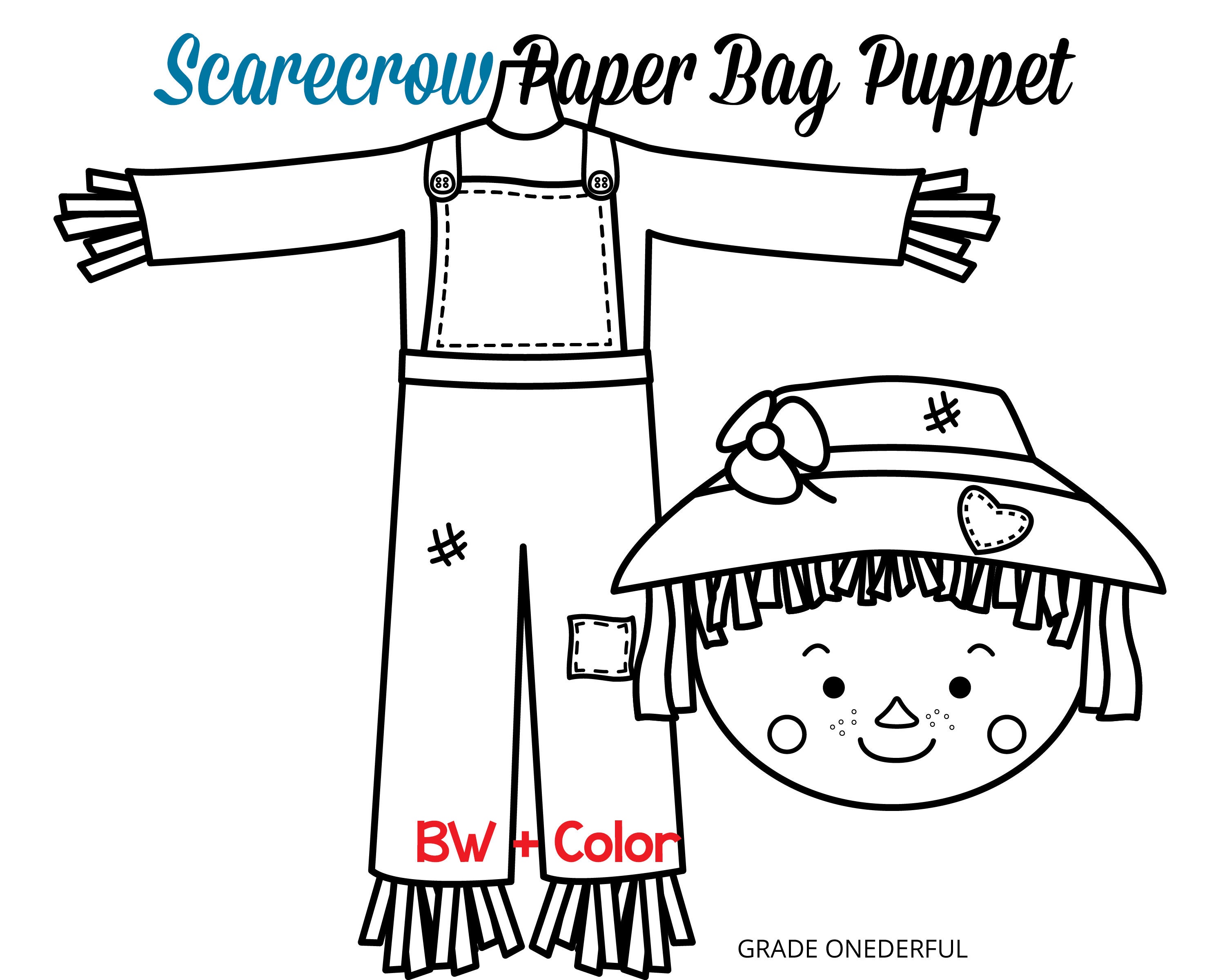 Scarecrow Paper Bag Puppet Fall and Halloween Craft Activity - Etsy
