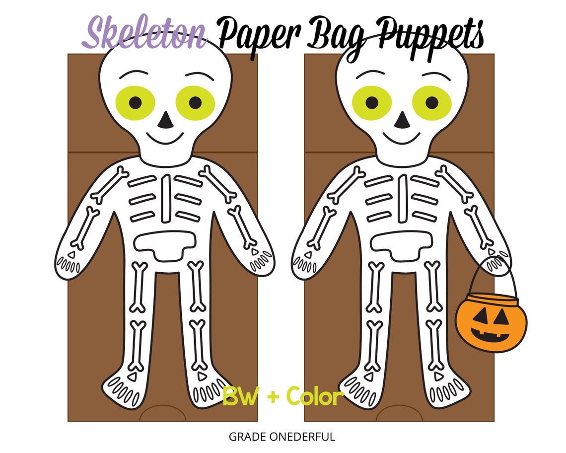 Skeleton Paper Bag Puppet Craft Activity for Kids Instant - Etsy