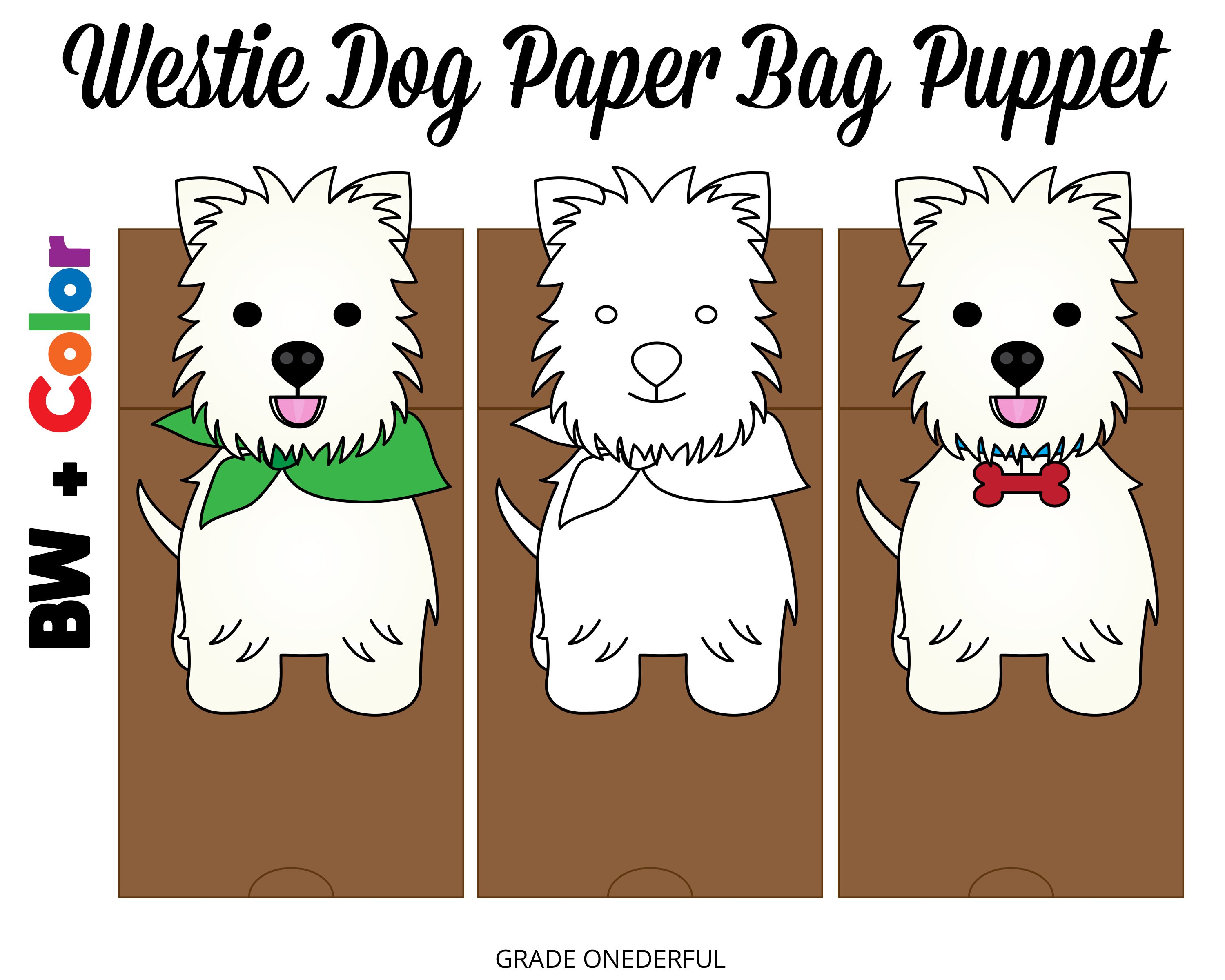 Puppy Paper Bag Puppet Templates