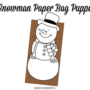 Snowman Paper Bag Puppet Template Printable Puppets for Kids - Etsy Canada