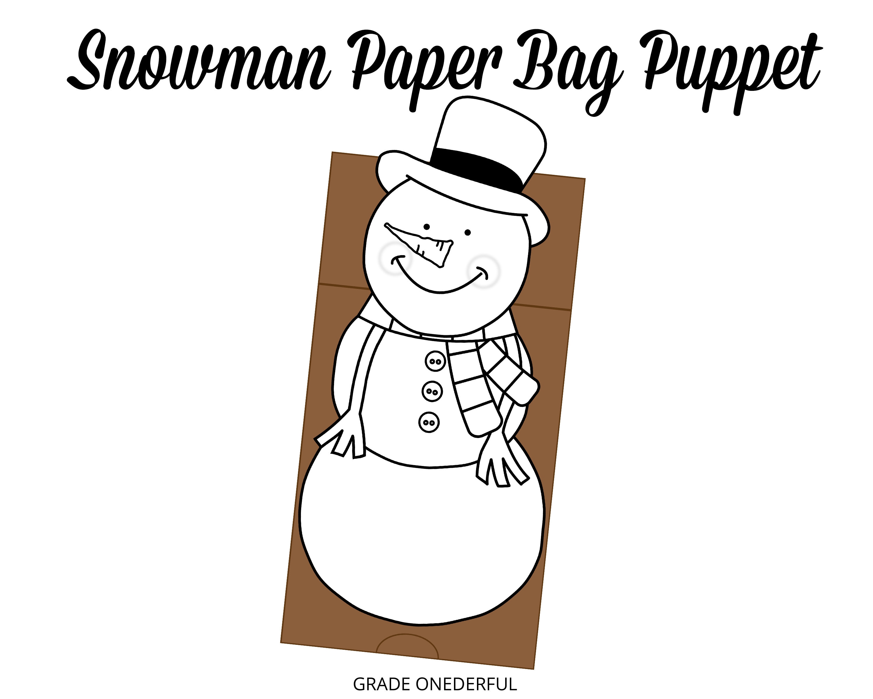 Snowman Paper Bag Puppet Template Printable Puppets for Kids - Etsy Canada