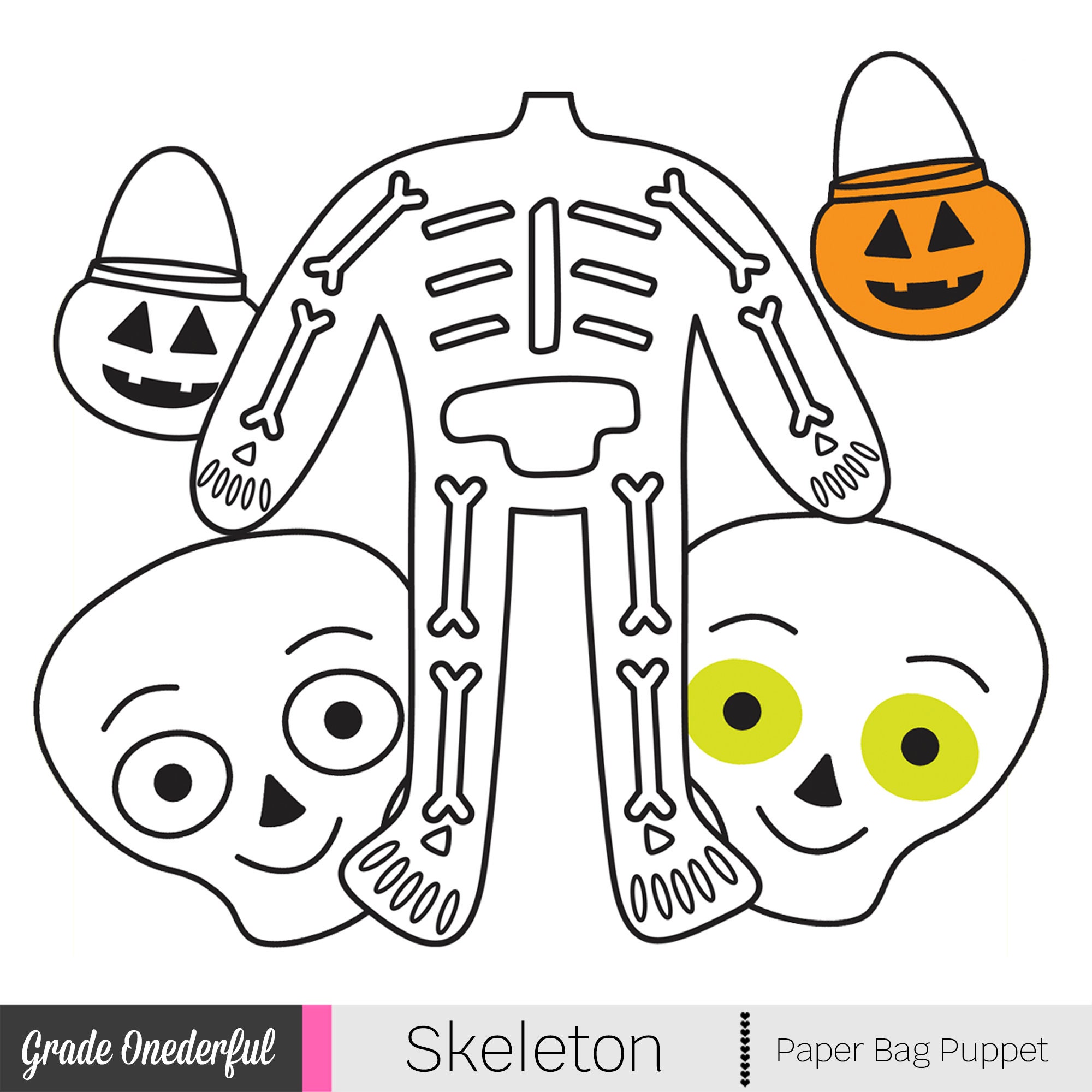 Skeleton Paper Bag Puppet Craft Activity for Kids Instant Download - Etsy