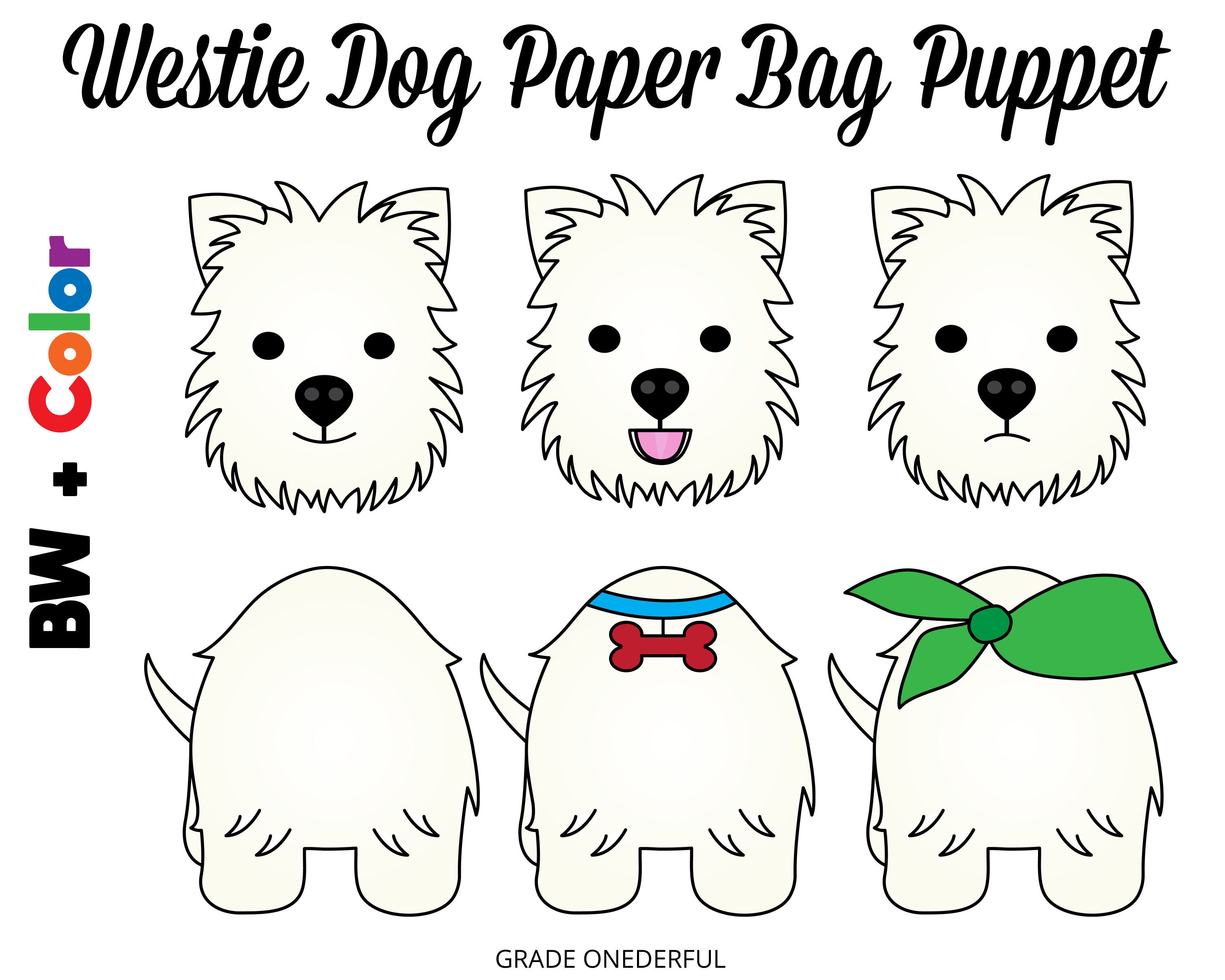 Puppy Paper Bag Puppet Templates